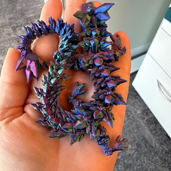 3D Printed Crystal Dragon, Dragon Egg, Articulated Dragon Figurine ...