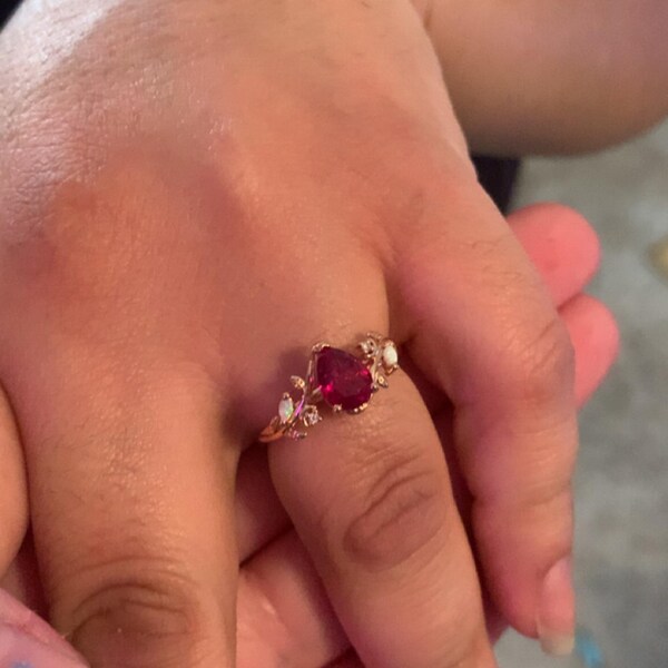 Unique Kite Cut Ruby Engagement Ring Milgrain Vintage July Birthstone ...
