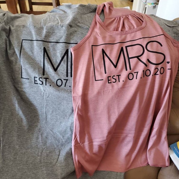 Personalized Mr and Mrs Matching Shirt Set Mr Mrs Tank and Tee Shirt Set, Honeymoon Shirts 1495 ...