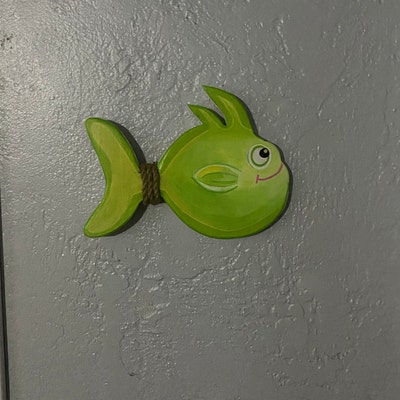 Triple Fish Decor Hanger Wall Hanging Coastal Decor Painted Fish Beach ...