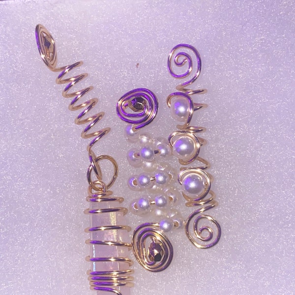 Gold 3pc Loc Jewelry, Cowrie Shell, Loc Coils, Hair Jewelry Set, Cowrie ...