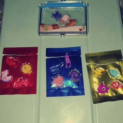 Cute Aquarium Refillable Shaker Keychain Acrylic Charms, Openable, Fish ...