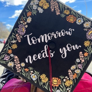 Embroidered Wildflower Graduation Cap Topper Graduation Cap Topper ...