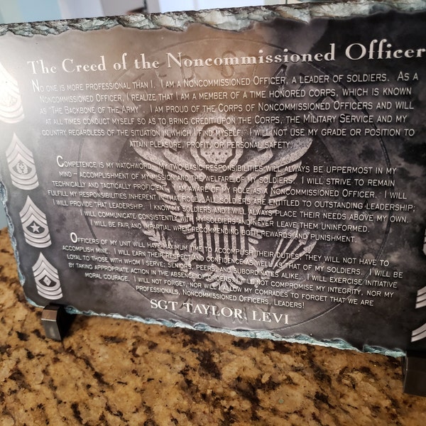 Army NCO Creed Stone Plaque: Military Recognition Award - Etsy