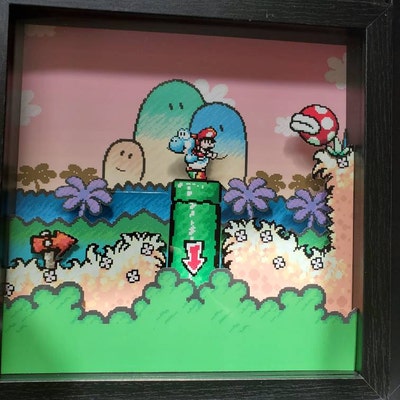 Yoshi's Island down the Pipe 3D Shadow Box for Gamers Handmade Wall Art ...