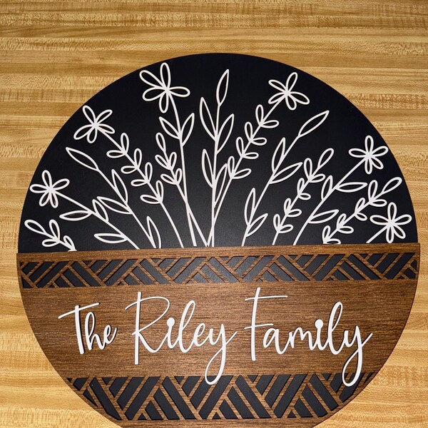 Wooden Door Sign, Family Name Sign, Engagement Gift, Housewarming Gift ...