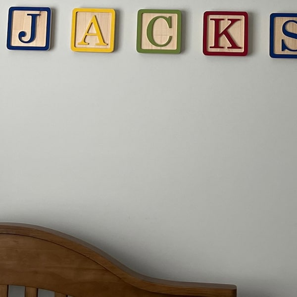 Wood Block Nursery Letters, Baby Name, Individual Wood Letters, Wooden ...