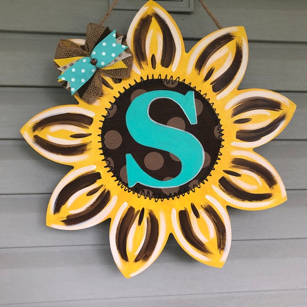 Sunflower Door Hanger, Sunflower, Welcome Sign, Door Decor, Wooden Door ...