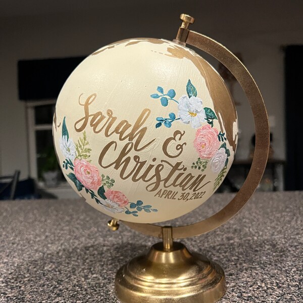 9" Custom Globe in Any Color Combo With Floral Details - Etsy