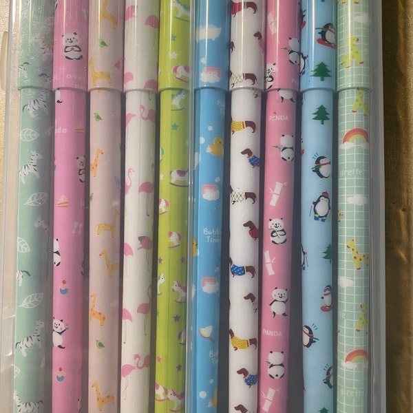 10 Pens Cute Pen Set With Box Kawaii Animal Panda Sea Sel Unicorn Gel ...