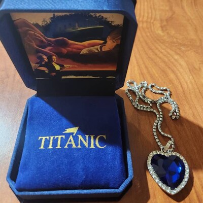 Collar Titanic, Collar Corazón del Océano, Amor para siempre, Collar de Zafiro, Inspirado en ...