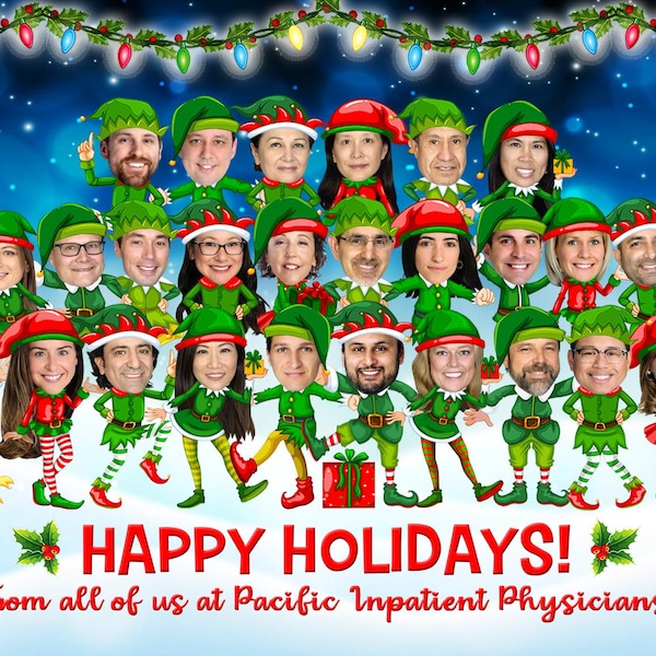 Funny Corporate Christmas Card With Employees Like Elves - Etsy