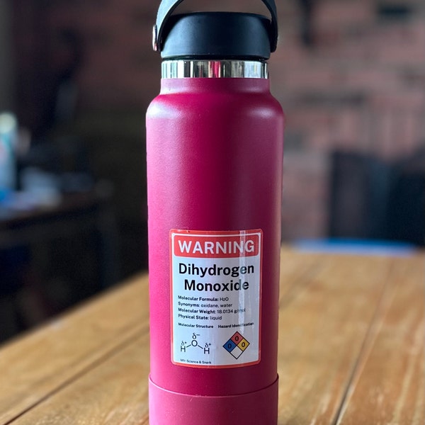 Dihydrogen Monoxide Warning Label, Funny Stickers, Water Bottle ...