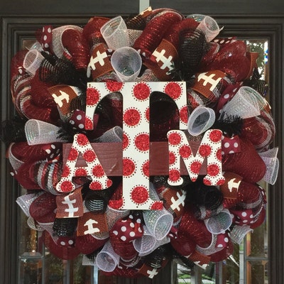 Texas A&M Wreath Texas A and M Wreath Deco Mesh Wreath - Etsy