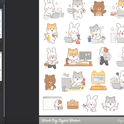 Cute Work Day Stickers for Digital Planner Office Work Goodnotes ...