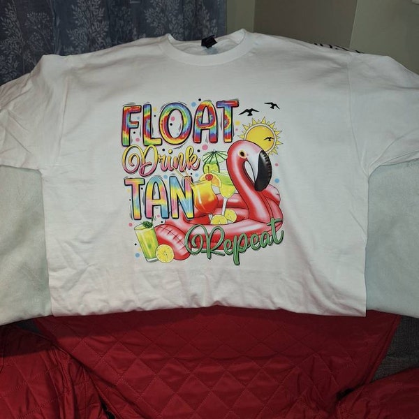 Float Drink Tan Repeat DTF Transfer - Beach Summer Design - Etsy