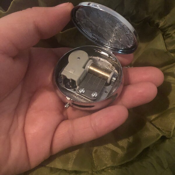 Compass Cameo, Music Box Locket, Music Box Necklace, Mini Music Box ...