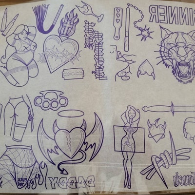 Stencils Sinner Tattoo Designs Ready-to-use, Easy-to-apply, Y2K ...