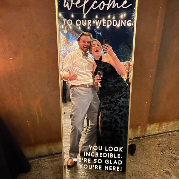 Selfie Mirror Sign Personalised Wedding Welcome Decal Welcome to Our ...