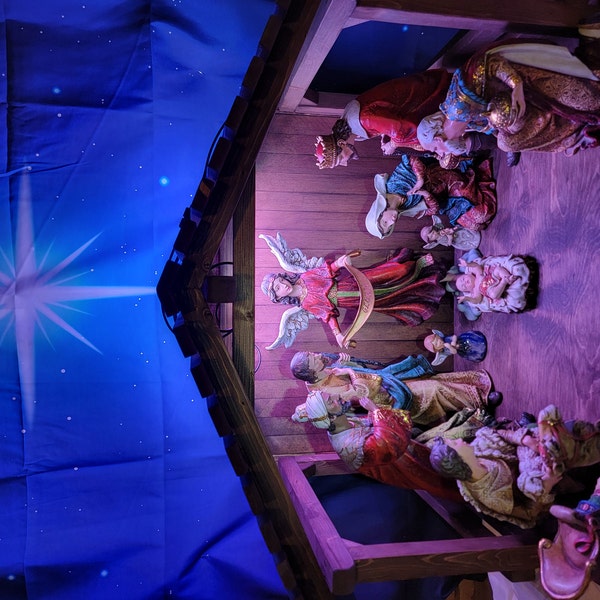 Ready to Ship,large Traditional Log Nativity Stable, 18 1/2"x 15"x 13 1 ...