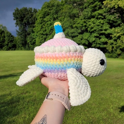 Birthday Cake Sea Turtle Digital PDF Crochet Amigurumi Pattern Low Sew ...