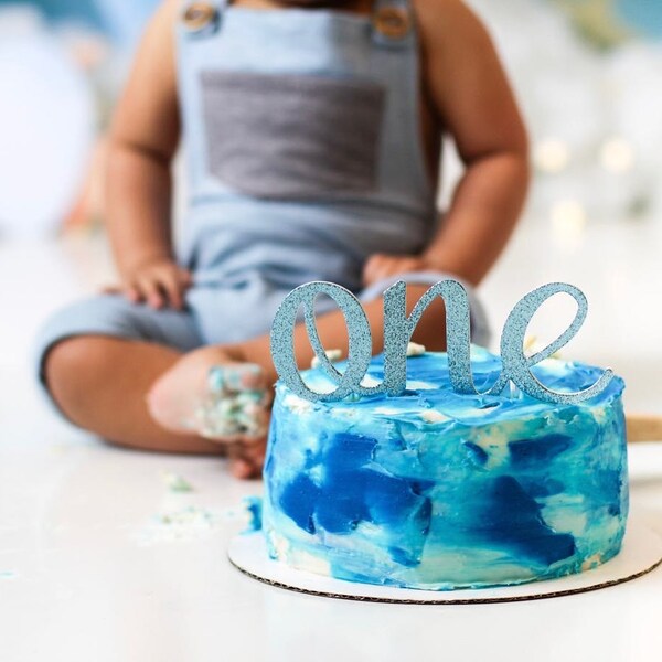 Blue One Cake Topper, Birthday Cake Toppers, First Birthday Cake Topper ...