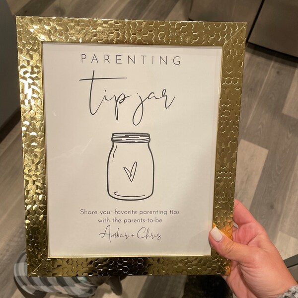 Parenting Tip Jar Sign and Advice Card, Baby Shower Advice, Editable ...