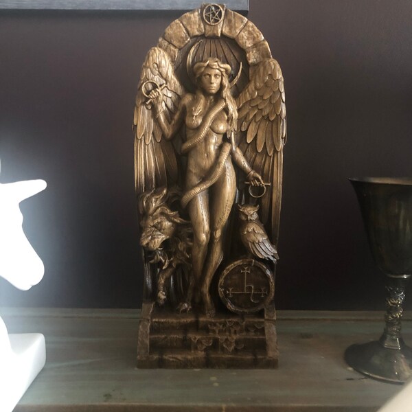Lilith Inanna Astaroth Goddess Statue – Handmade Oak Occult Altar Decor ...
