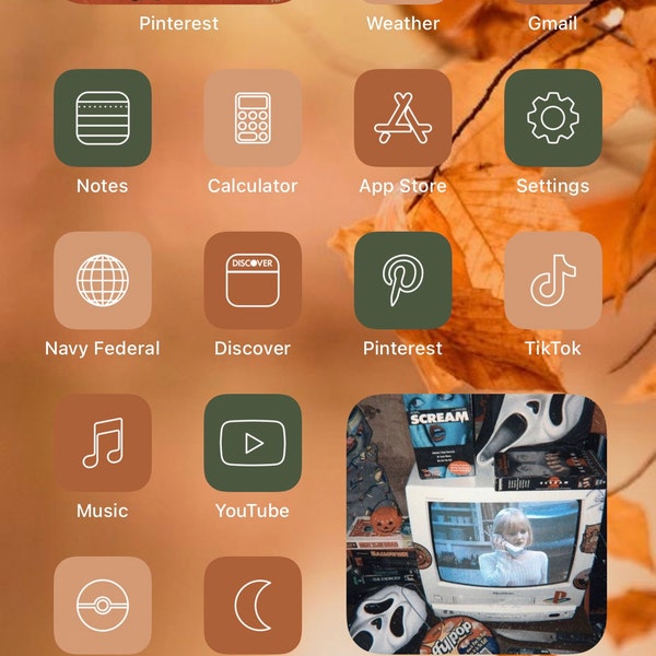 Autumn App Icons, Fall Aesthetic Boho iPhone Covers, Ios 14 App Icons ...