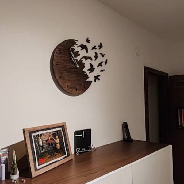 Birds Wall Clock, Bird Flying Clock, Modern Wall Clock Unique ...