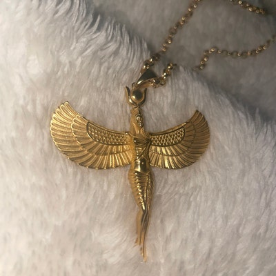 Gold Goddess Isis Jewelry, Handcrafted Egyptian Art Necklace, Ancient ...