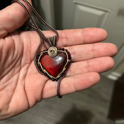 Red Flash Labradorite Gemstone Pendant Copper Wire Wrapped Pendant ...