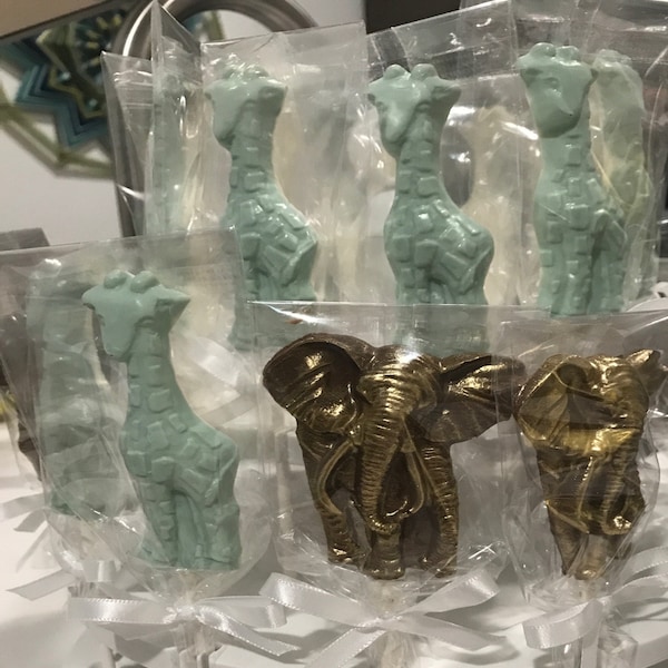 12 GIRAFFE Chocolate Lollipops Animal Jungle Birthday Party Favors Baby ...