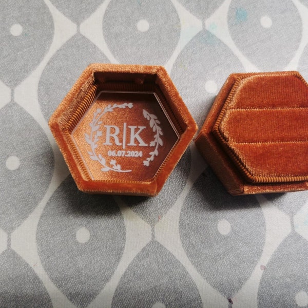 Personalized Velvet Ring Box, Wedding Ring Box, Engagement Ring Box ...