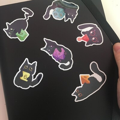 D&D Cats Glossy Stickers // Dnd Dice Cute Animal - Etsy