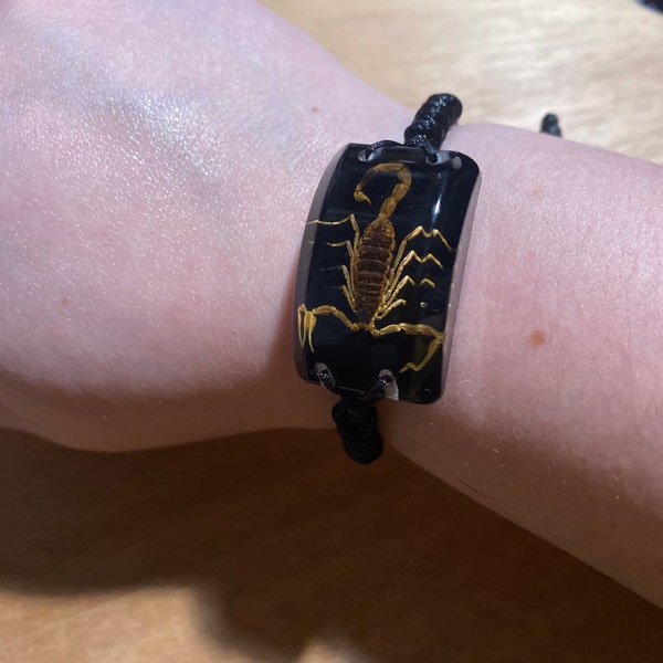 Scorpion Bracelet Black Gold Adjustable Band to Fit Any Person Any Age ...