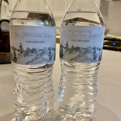 EDITABLE Mountains Water Labels, Baby Shower Water Bottle Labels Boy ...