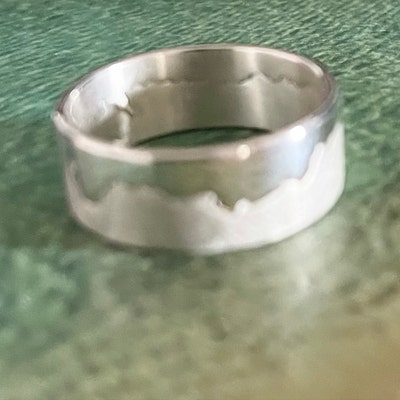 Custom Silver Map Ring for Her Coastline Two Piece Wedding Band ...