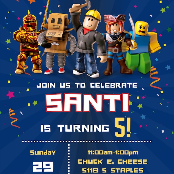 Roblox Invitation, Roblox Invite, Game Party, Roblox Boys Birthday ...