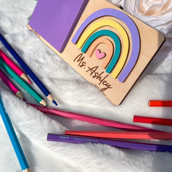 SVG 3D Personalized Sticky Note Holder PNG Teacher Gift Christmas Gift ...