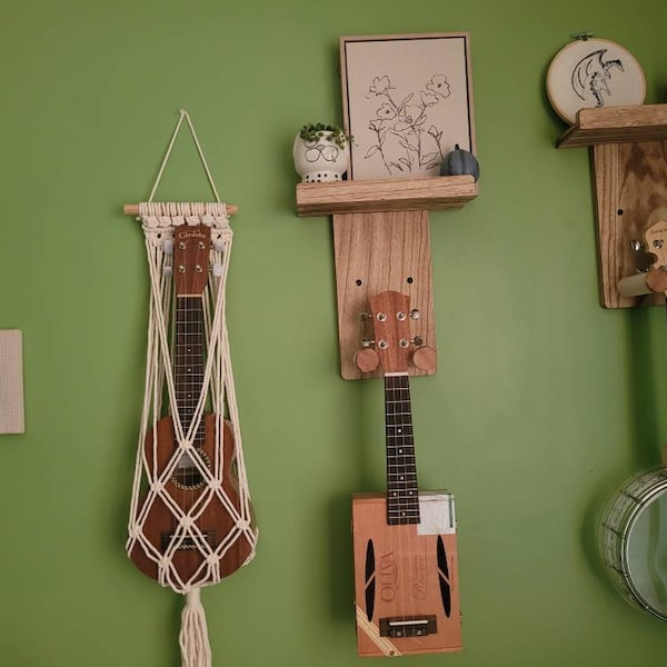 Macrame Ukulele Guitar Wall Hanging, Ukulele Holder, Modern Wall Decor ...