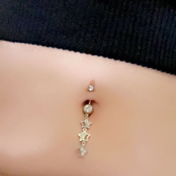 Little Star Baby Belly Button Ring -2000s Y2K Sparkly Body Jewelry - Silver Gold - Navel ...
