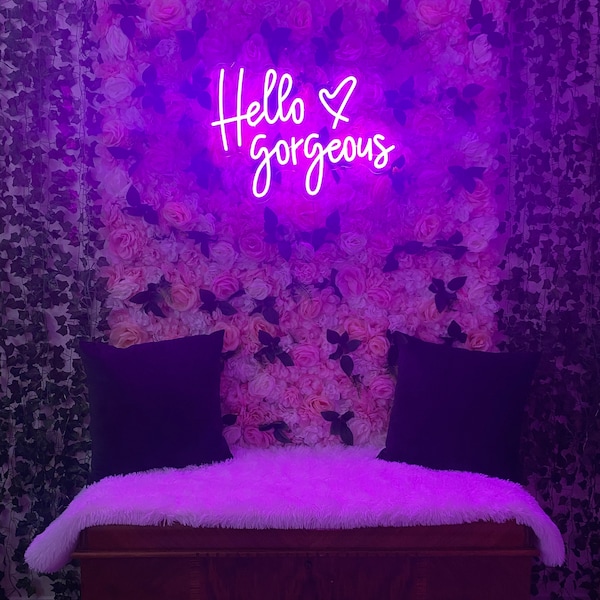 Hello Gorgeous Neon Sign,custom Heart Sign Salon Decorations,led Light ...