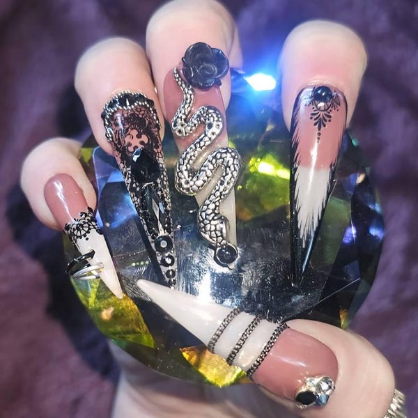 Aqua Goth- Aqua Turquoise Blue Ombré Gothic Witchy Nails/blue-black ...