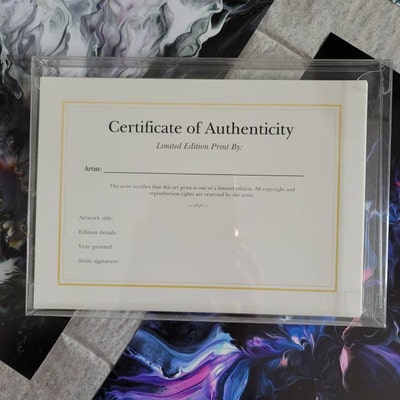Limited Edition Art Print Certificate of Authenticity Cards - Etsy