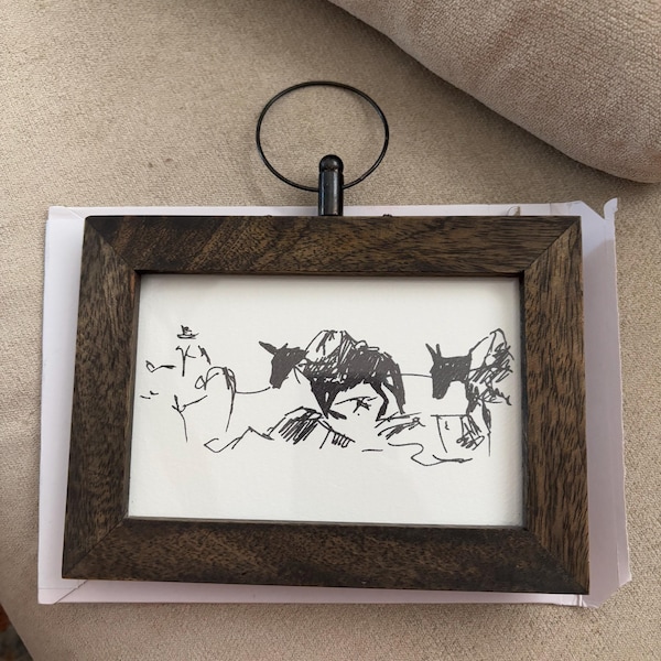 Horse and Mule Packing Western Ink Sketch Drawing Print - Etsy