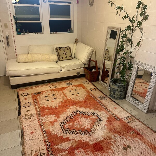 Fine Moroccan Green Rug, Colorful Boujaad Rug, Handmade Rug, All Wool ...