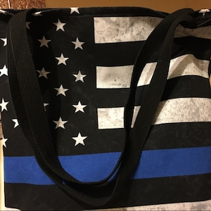 Thin Blue Line Tote Bag or Beach Bag 2 Sizes American Flag - Etsy