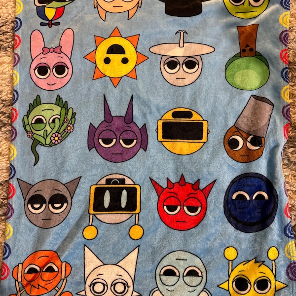 Sprunki Cartoon Character Pink Blanket, Kids Soft Throw Bedding, Cozy ...