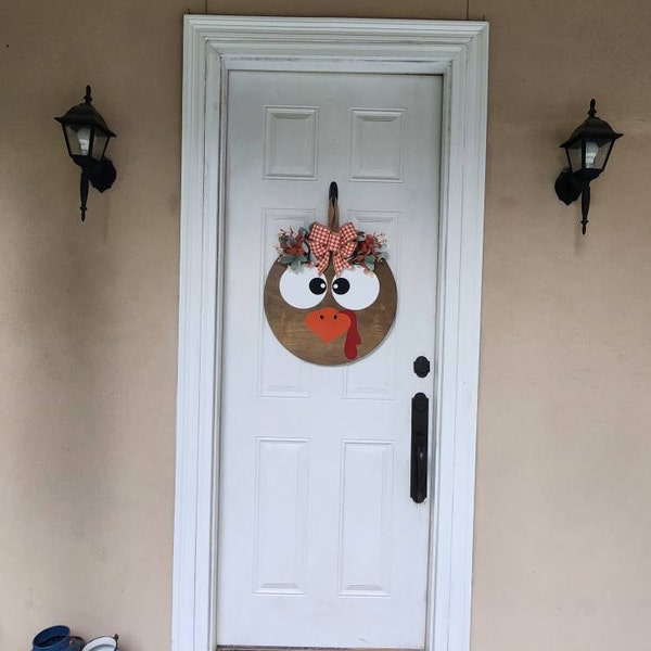 Thanksgiving Front Door Decor Gobble Turkey Front Door Wreath ...